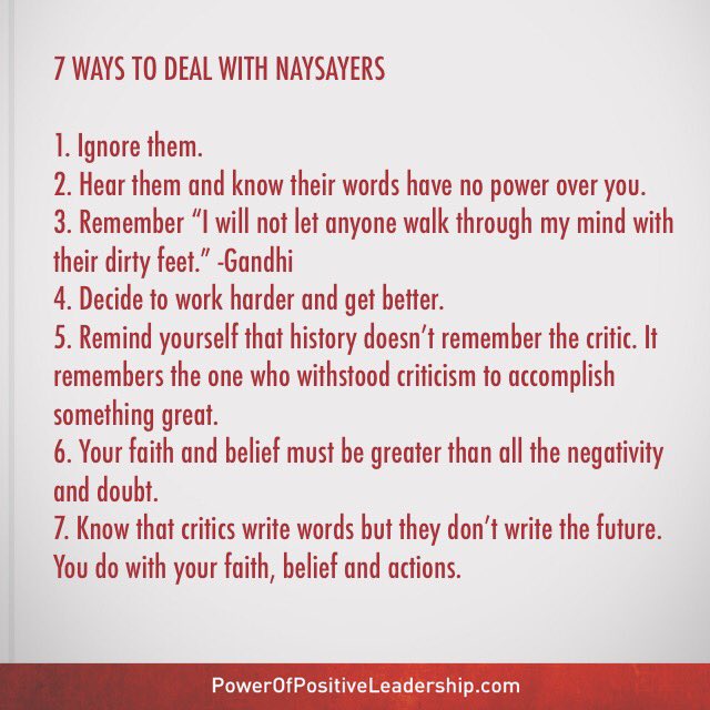 7 Ways to Deal with Naysayers – rusty tugman